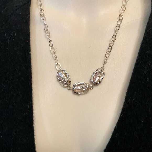 Jewelry | Vintage 3 Encased Biwa Pearls Pendant W18in Sterling925 Chain ...